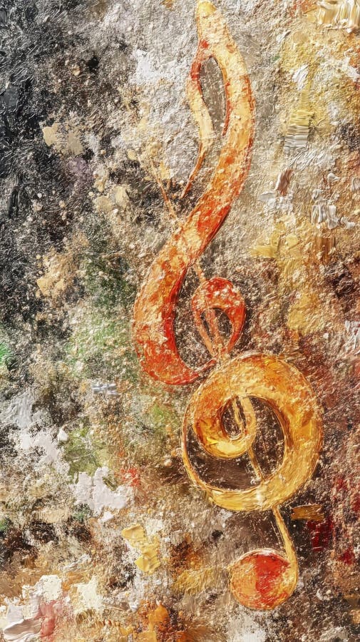Colorful Treble Clef Embedded in Abstract Textured Canvas Stock ...