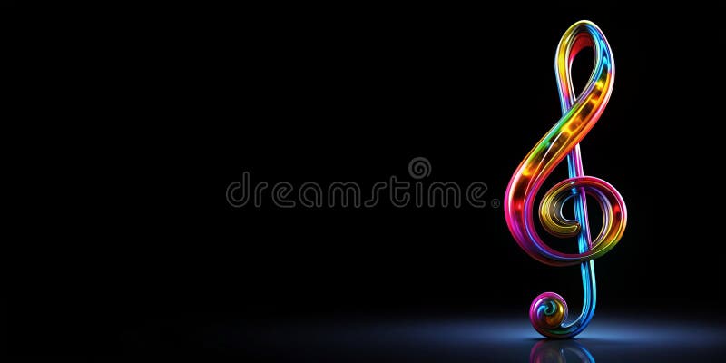 Colorful Treble Clef Note on a Solid Black Background Isolated Creative ...
