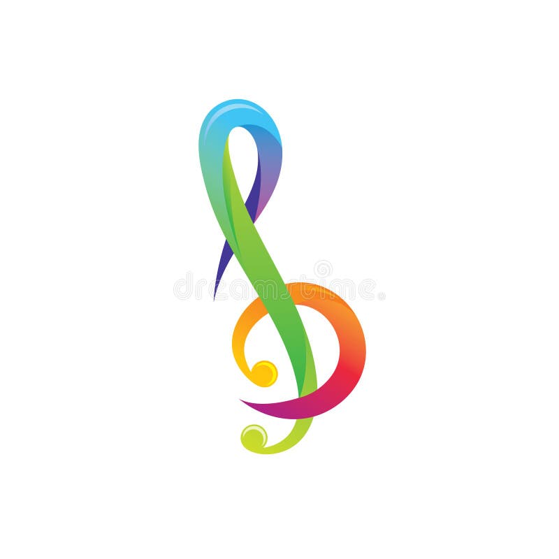 Colorful Treble Clef and Quaver Note Icon for Music and Musical ...