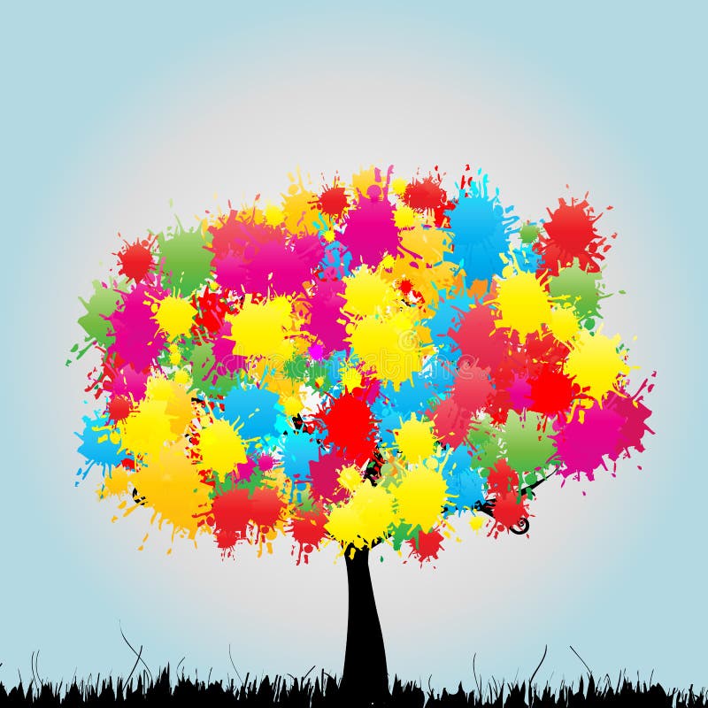 Abstract colorful tree. stock vector. Illustration of copy - 15286768