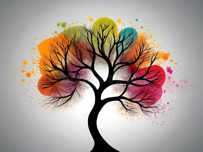 A Colorful Tree Abstract Wallpaper Stock Illustration - Illustration of ...