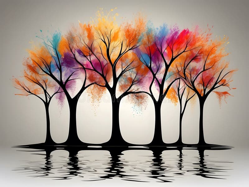 A Colorful Tree Abstract Wallpaper Stock Illustration - Illustration of ...