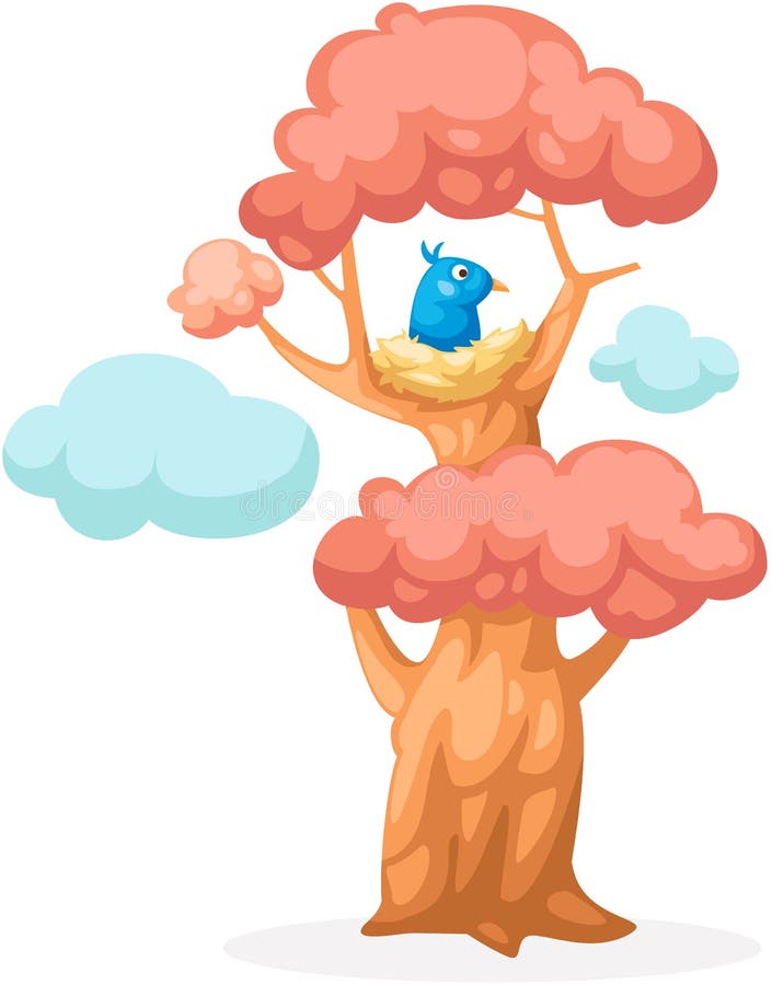 Colorful Tree with Bird Nest Stock Vector - Illustration of colorful ...