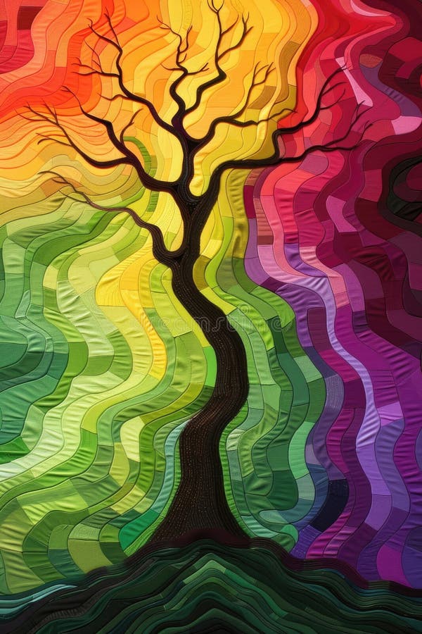 Rainbow Tree Black Trunk Colorful Foliage Stock Photos - Free & Royalty ...