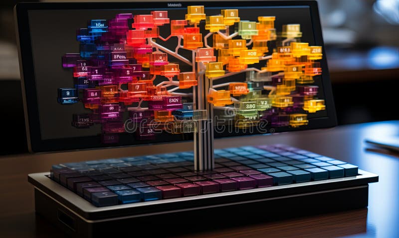Colorful Tree Design on Computer Keyboard Stock Photo - Image of ...