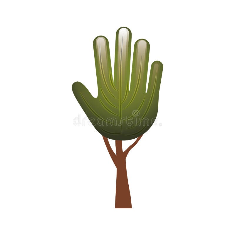 Colorful Tree with Foliage Shape of Hand Stock Vector - Illustration of ...