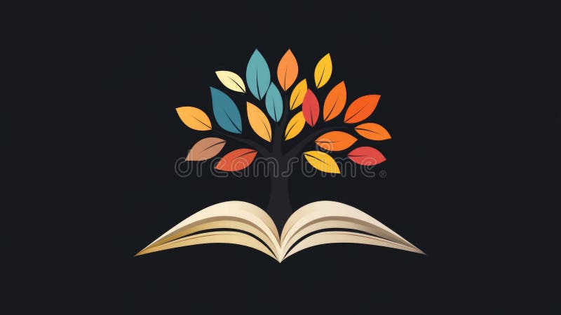 Colorful Tree Growing from Open Book Symbolizing Knowledge and Growth ...