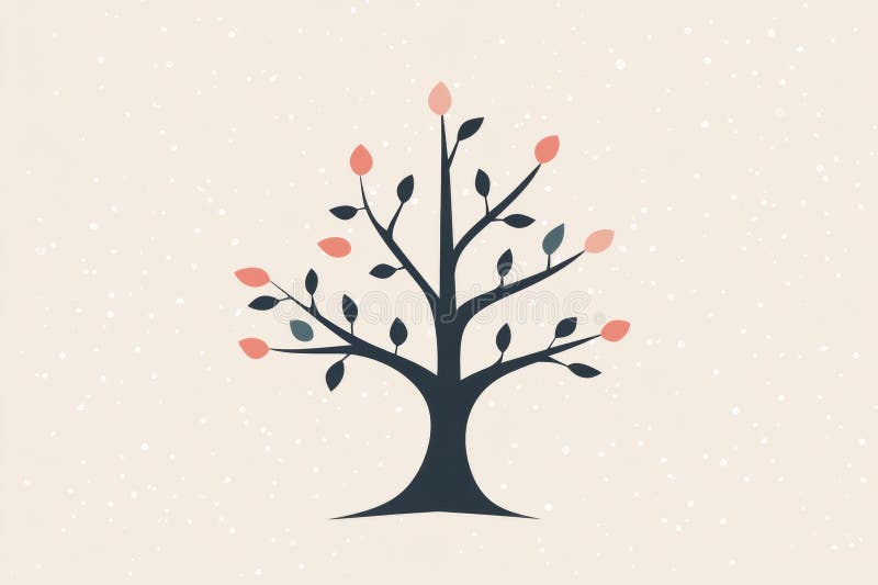 Colorful Tree Icon with Branches and Leaves Symbolizing Nature and Growth in a Simplistic Design ...
