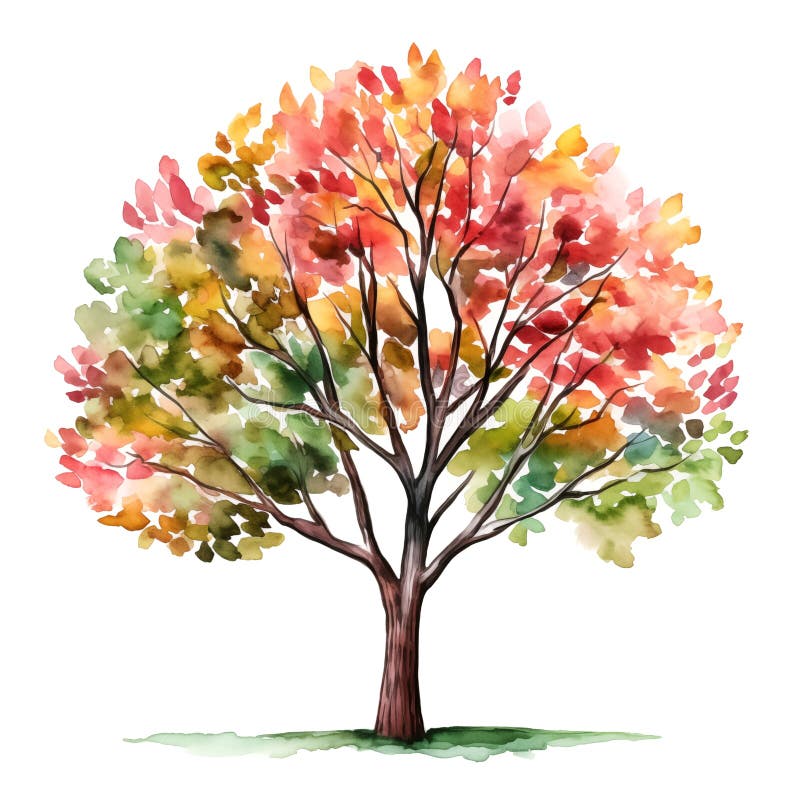 Colorful Tree Isolated on White, Illustration Generated Ai Stock ...