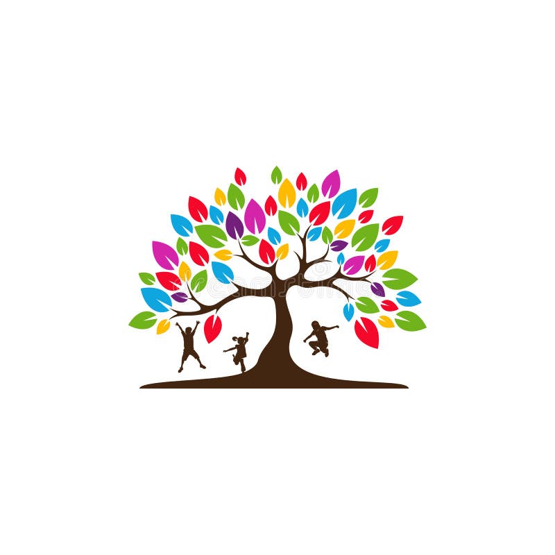 Colorful Tree Kids Playful Logo Vector Template, Illustration Symbol ...
