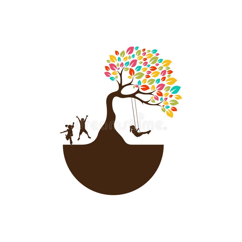 Colorful Tree Kids Playful Logo Vector Template, Illustration Symbol ...