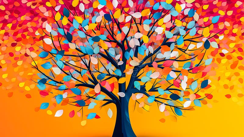 A Colorful Tree with Leaves of Different Colors is the Main Focus of ...