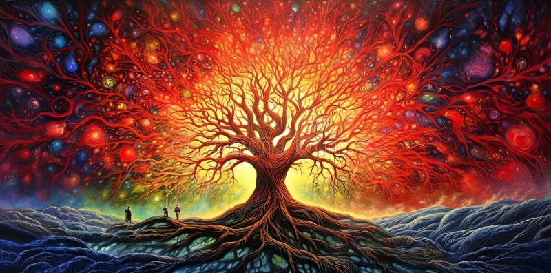 Colorful Tree of Life. Symbol of the Life Cycle and the Link between ...