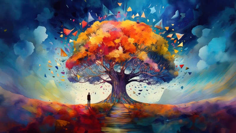 Colorful Tree of Life. Symbol of the Life Cycle and the Link between ...