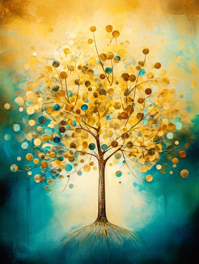 Colorful Tree Of Live In Vintage Style Stock Illustration