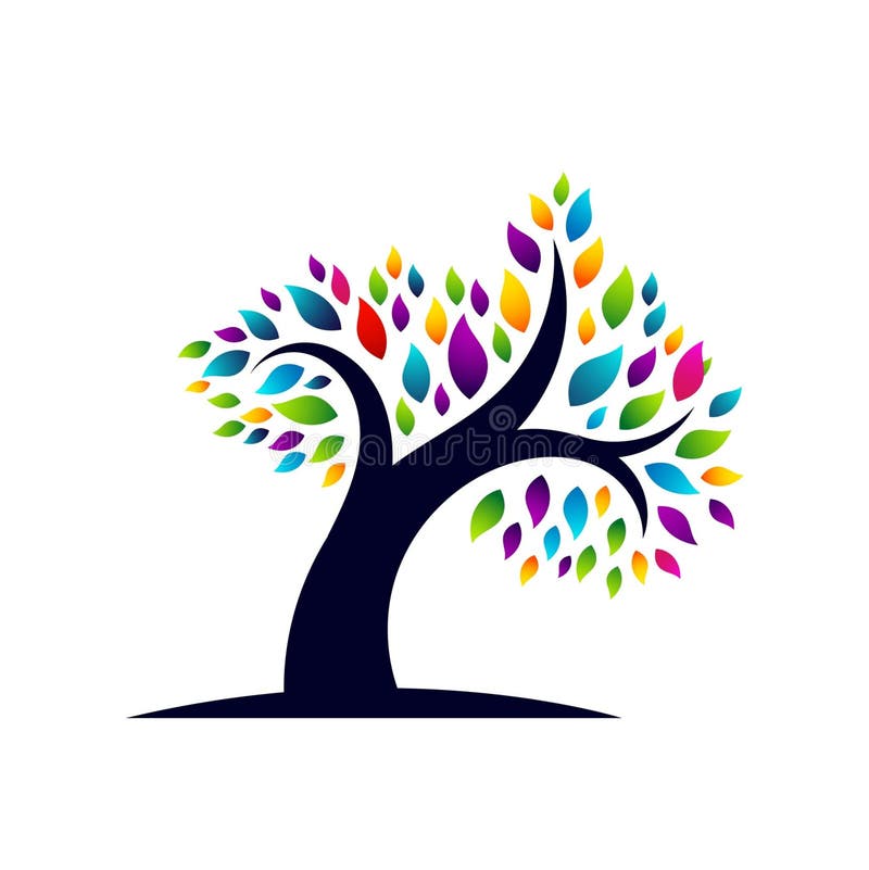 A colorful tree logo icon. stock vector. Illustration of leaves - 328163999