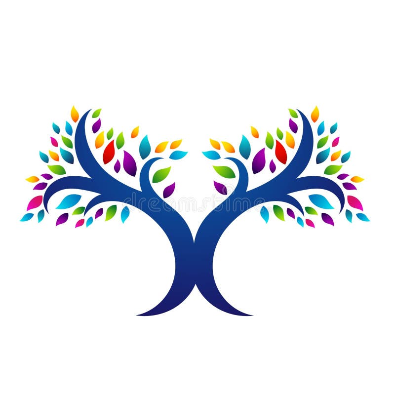 A colorful tree logo icon stock vector. Illustration of text - 328164015