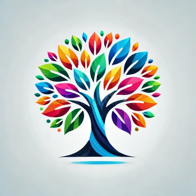 A colorful tree logo icon stock illustration. Illustration of company ...