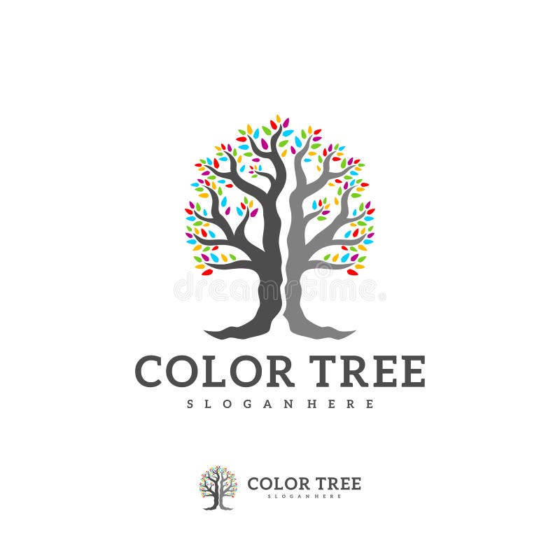 Colorful Tree Logo Vector Template, Creative Tree Logo Design Concepts ...