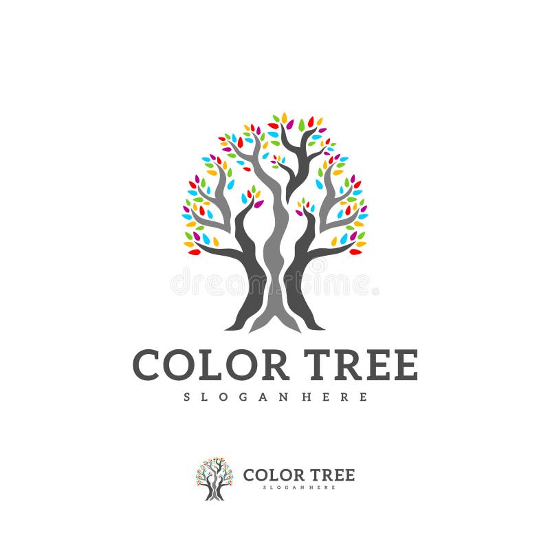 Colorful Tree Logo Vector Template, Creative Tree Logo Design Concepts ...
