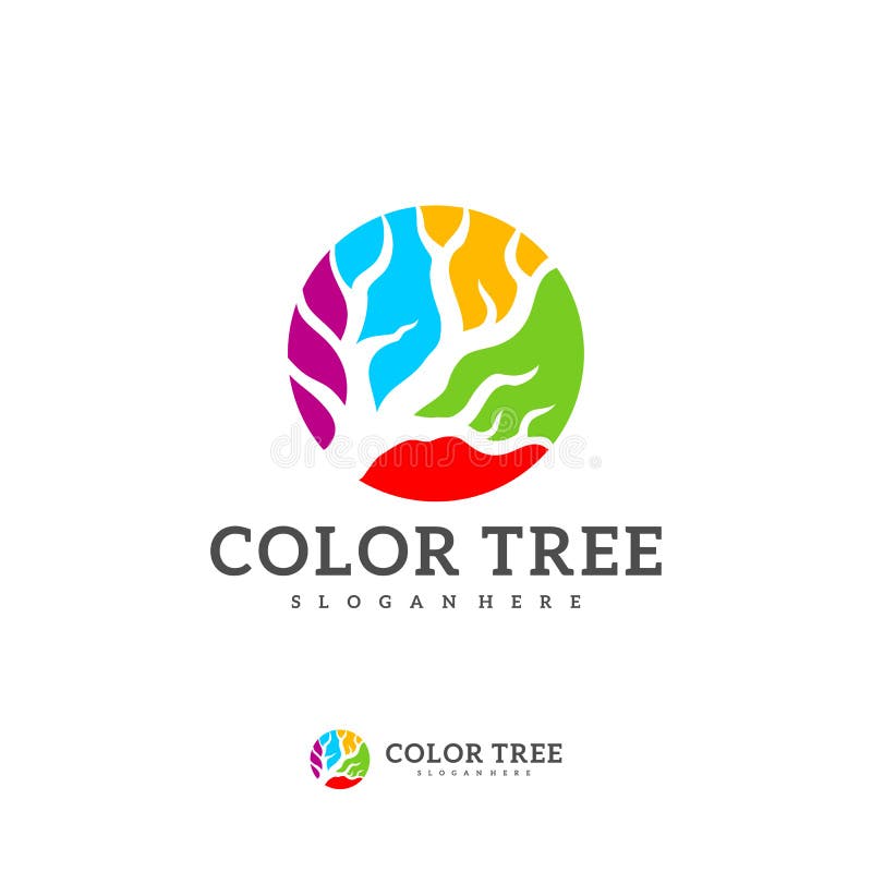 Colorful Tree Logo Vector Template, Creative Tree Logo Design Concepts ...