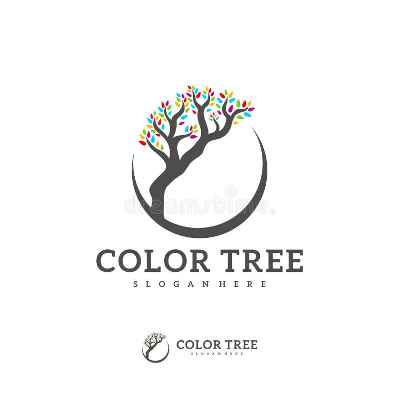 Colorful Tree Logo Vector Template, Creative Tree Logo Design Concepts ...
