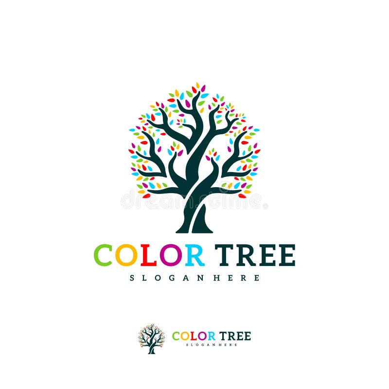 Colorful Tree Logo Vector Template, Creative Tree Logo Design Concepts ...