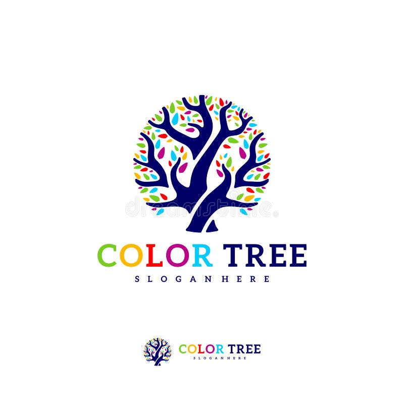 Colorful Tree Logo Vector Template, Creative Tree Logo Design Concepts ...