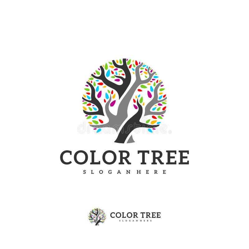Colorful Tree Logo Vector Template, Creative Tree Logo Design Concepts ...
