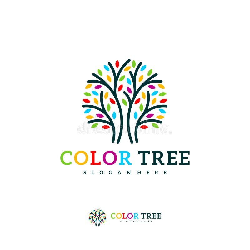 Colorful Tree Logo Vector Template, Creative Tree Logo Design Concepts ...
