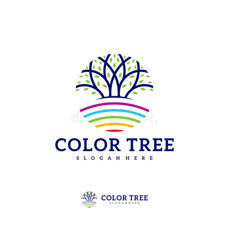 Colorful Tree Logo Vector Template, Creative Tree Logo Design Concepts ...