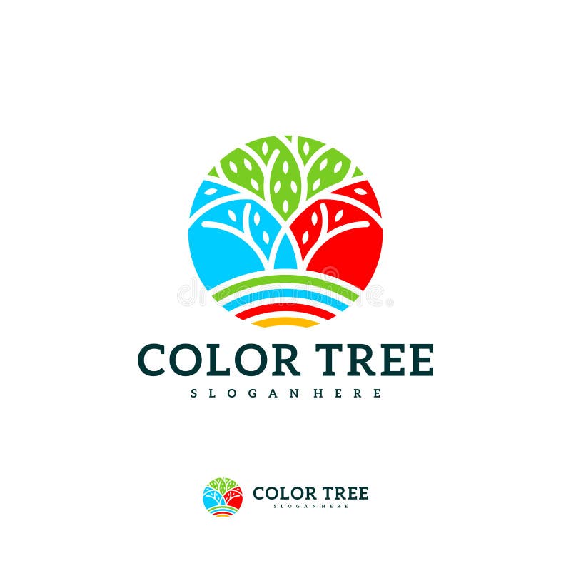 Colorful Tree Logo Vector Template, Creative Tree Logo Design Concepts ...