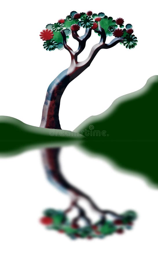 Tree with Reflection in Water Concept for Growth, Success Stock Vector ...