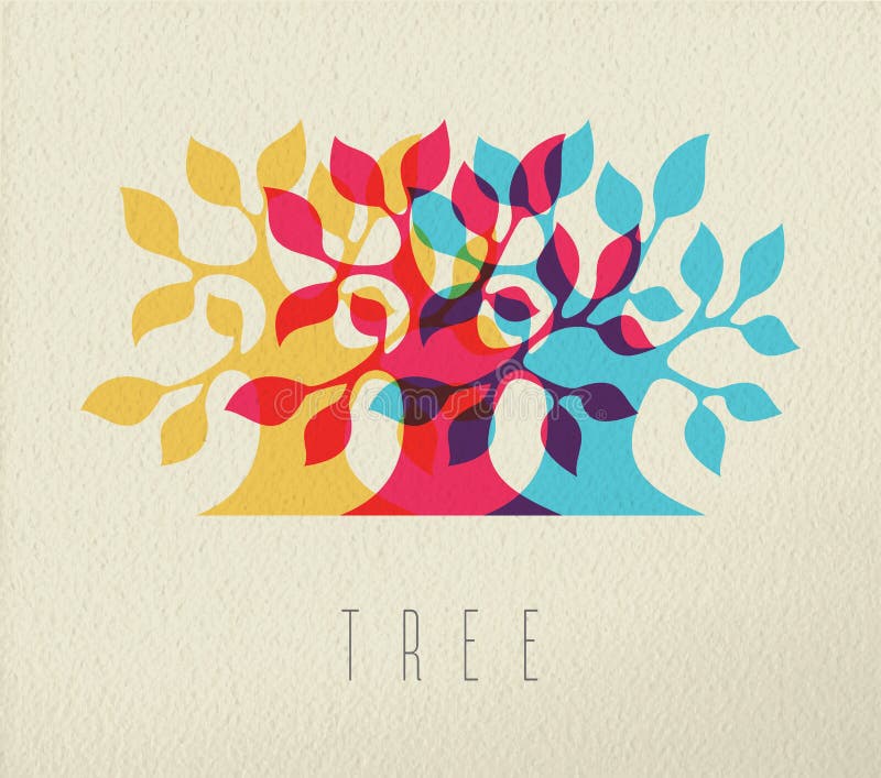 Colorful Tree Silhouette Concept Background Stock Vector - Illustration ...