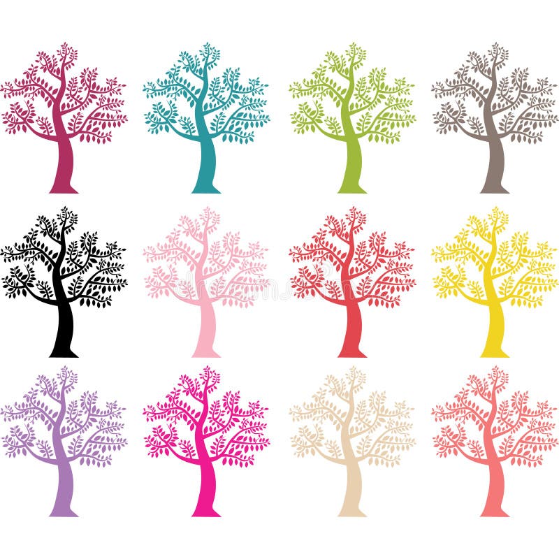 Colorful Tree Silhouette stock vector. Illustration of border - 70900492