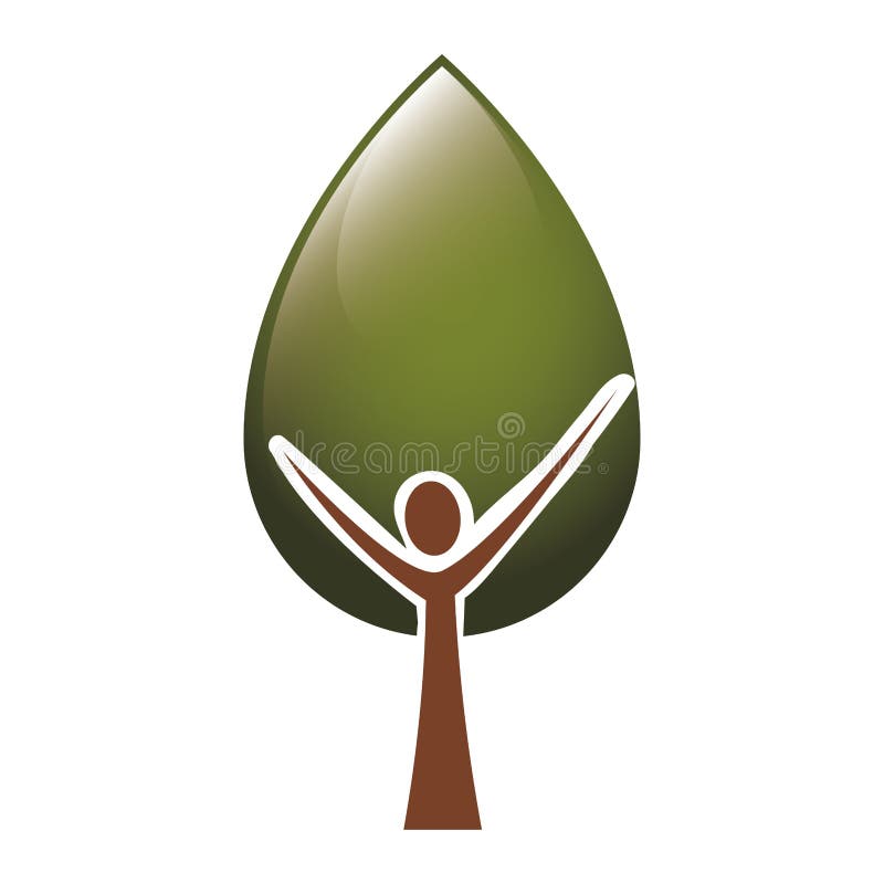 Colorful Tree Trunk Human with Foliage Shape of Drop Stock Vector ...