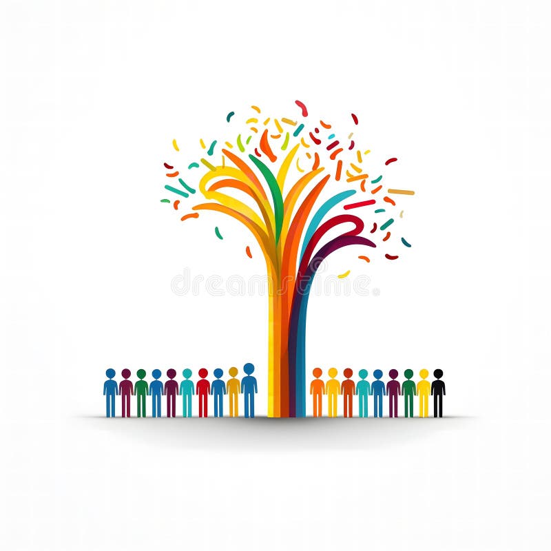 Colorful Tree of Unity and Diversity Stock Illustration - Illustration ...