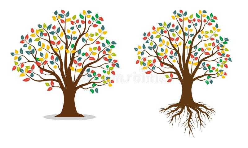 Colorful Tree Vector Set Design. Growth and Wisdom Logo Design. Stock ...