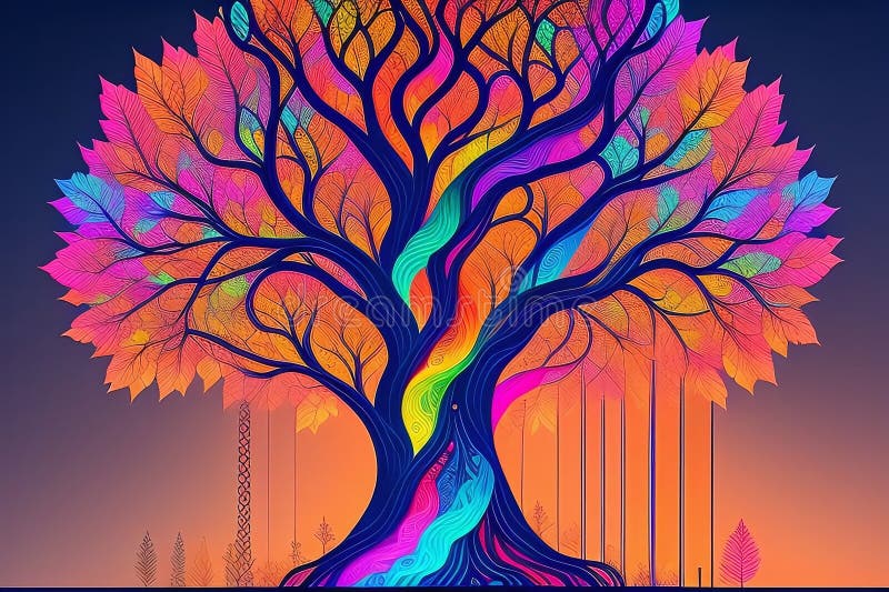 A Colorful Tree with the Word Tree on it. Stock Illustration ...