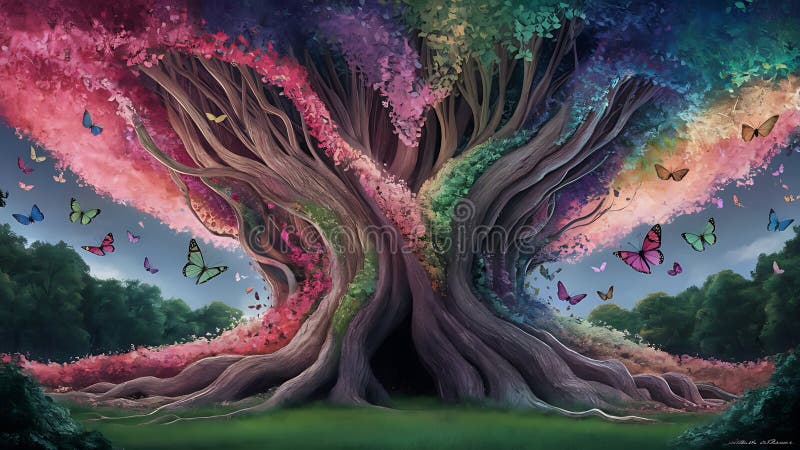 A Colorful Tree with the Words the Tree on it Stock Illustration ...