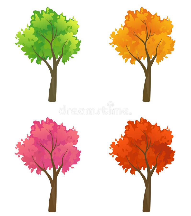 Colorful trees collection stock vector. Illustration of design - 40796788