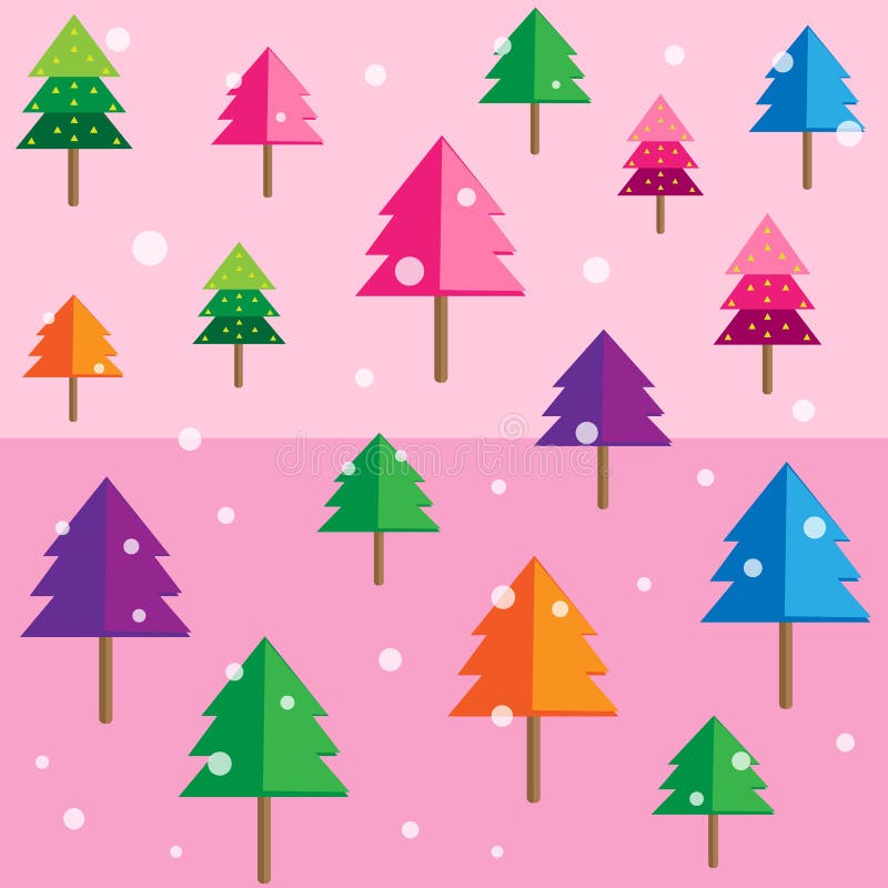 Colored Geometric Forest Background Pattern Pink Trees Stock Vector ...