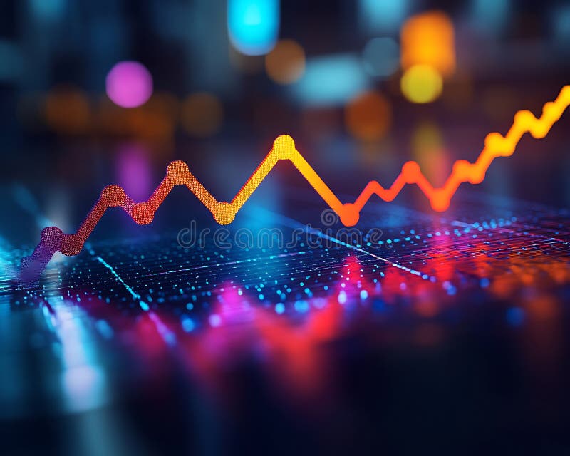 Colorful Trendline Graph Indicating Upward Movement Stock Illustration ...