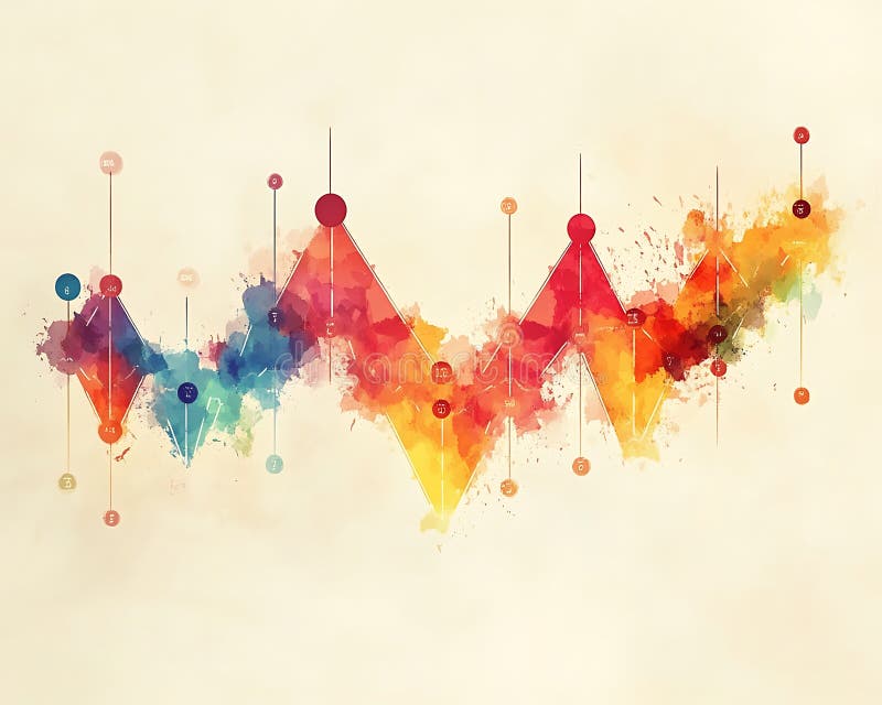 Colorful Trendline Graph with a Solid Beige Background Stock ...