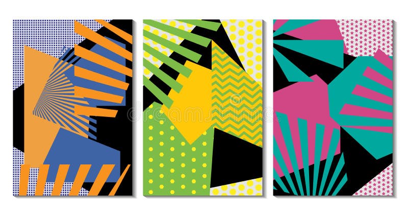 Colorful Trendy Geometric Flat Elements of Pattern Memphis. Pop Stock ...