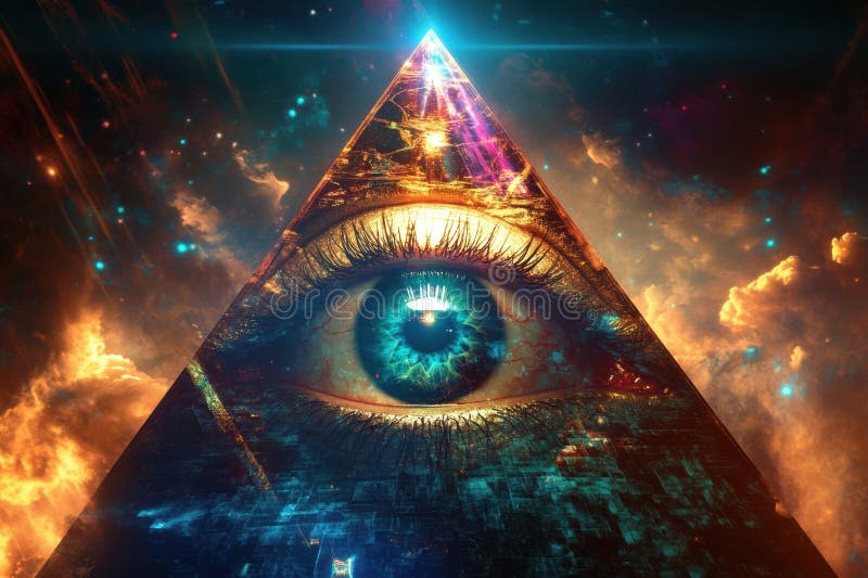 A Colorful Triangle with an Eye in the Middle Stock Illustration ...