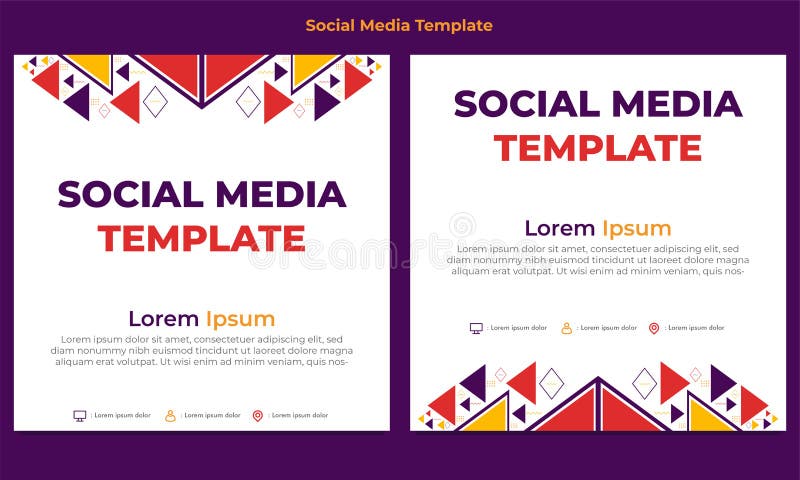 Colorful Triangle Geometric Shape Social Media Post Template Stock ...