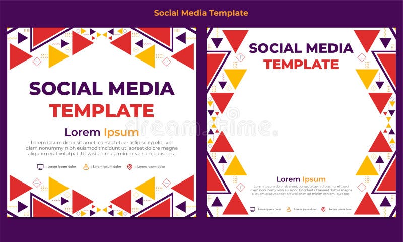 Colorful Triangle Geometric Shape Social Media Post Template Stock ...