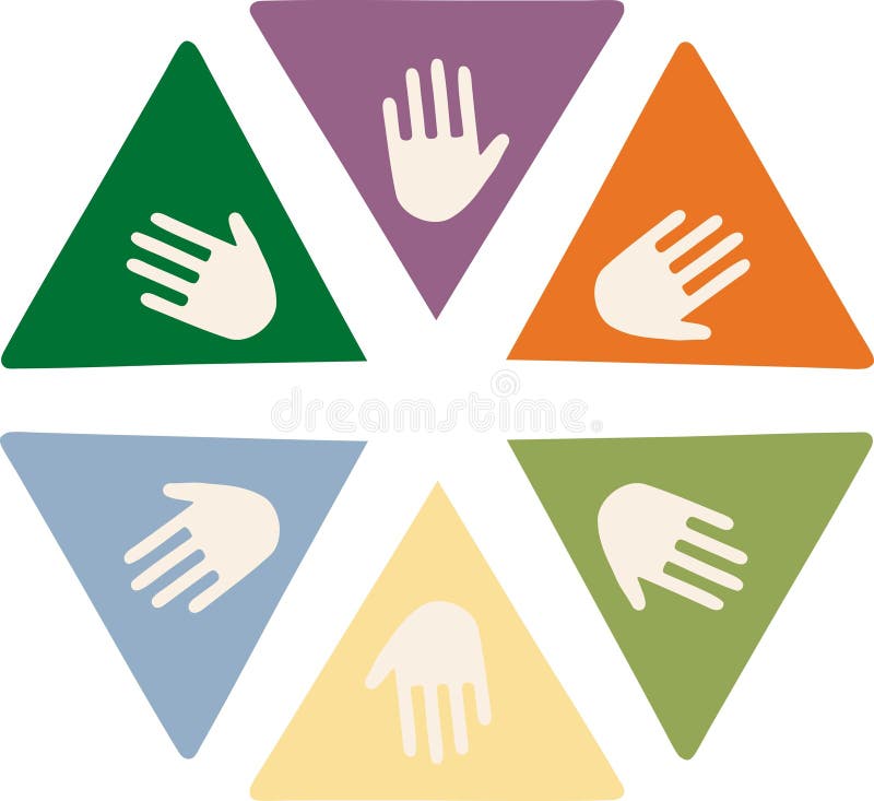 A Colorful Triangle with Hands on it Stock Illustration - Illustration ...
