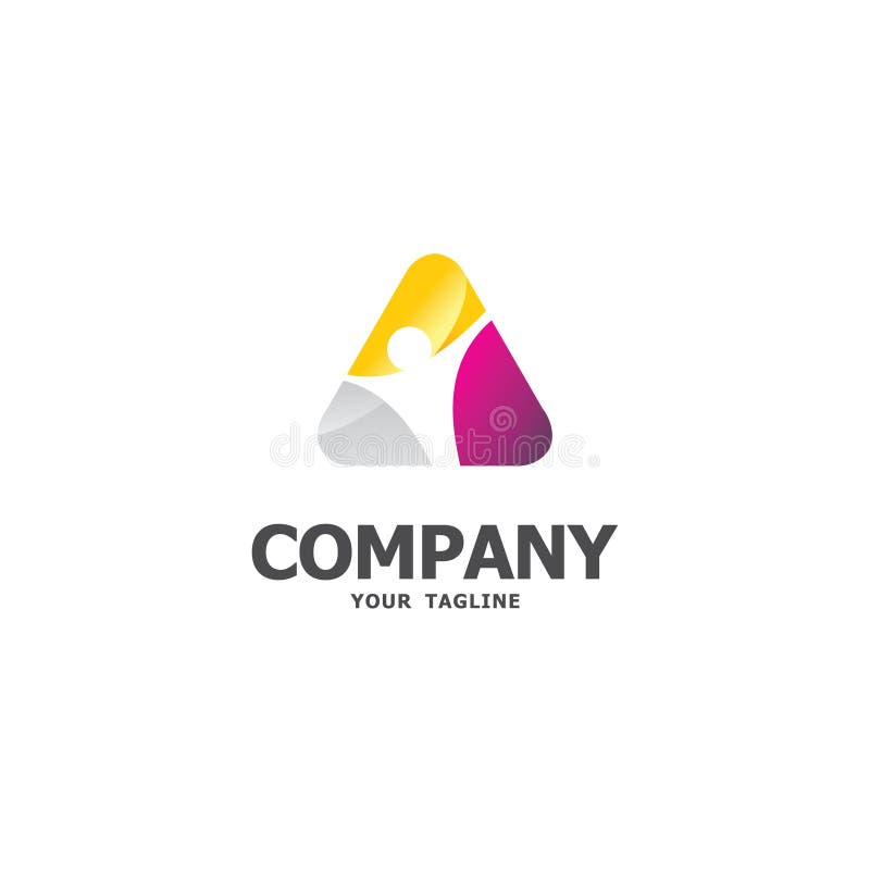 Triangle Logo People Shape Inside Stock Illustration - Illustration of ...